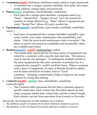 Solved the attribute custID of relation Contracts that | Chegg.com