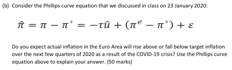 (b) Consider the Phillips curve equation that we | Chegg.com