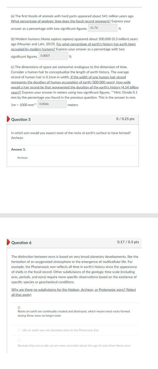 Solved (a) The first fossils of animals with hard parts | Chegg.com