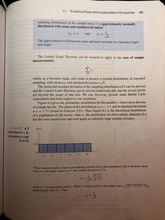 Solved Refer to the die-throwing experiment in Section 6.3 | Chegg.com