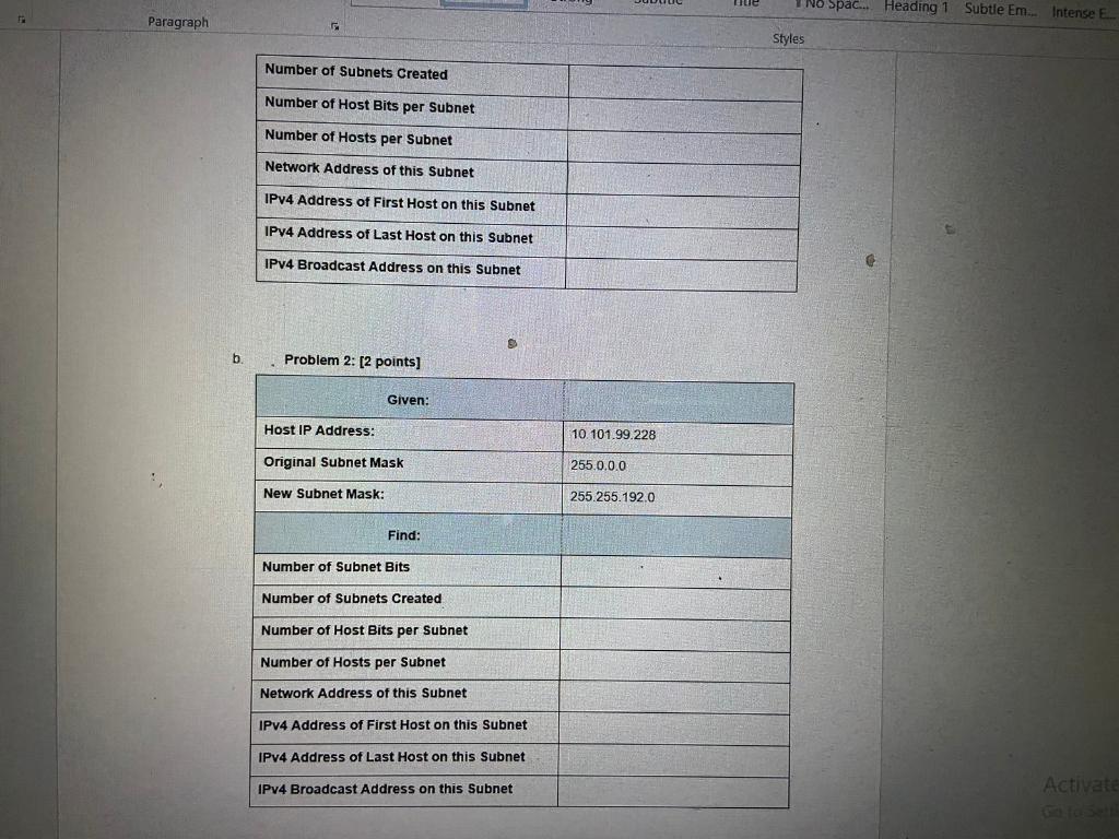 Solved Fill out the tables below with appropriate answers | Chegg.com