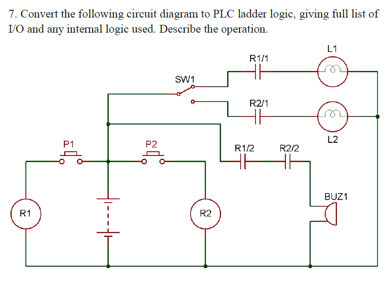 Solved Convert the following circuit diagram to PLC ladder | Chegg.com