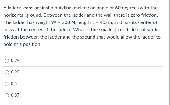 Solved A ladder leans against a building, making an angle of | Chegg.com