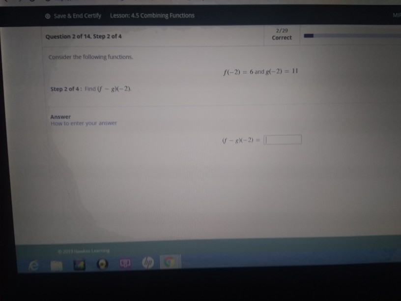 Solved O Save & End Certify Lesson: 4.5 Combining Functions | Chegg.com