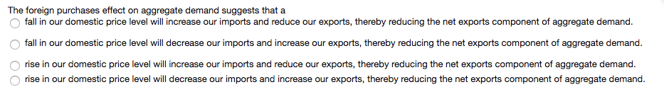 Solved The foreign purchases effect on aggregate demand | Chegg.com