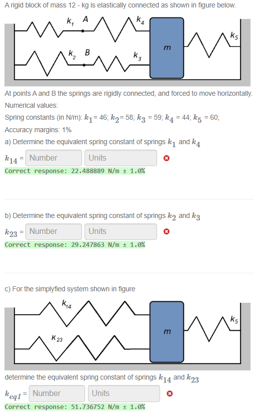 Solved A rigid block of mass 12 - kg is elastically | Chegg.com