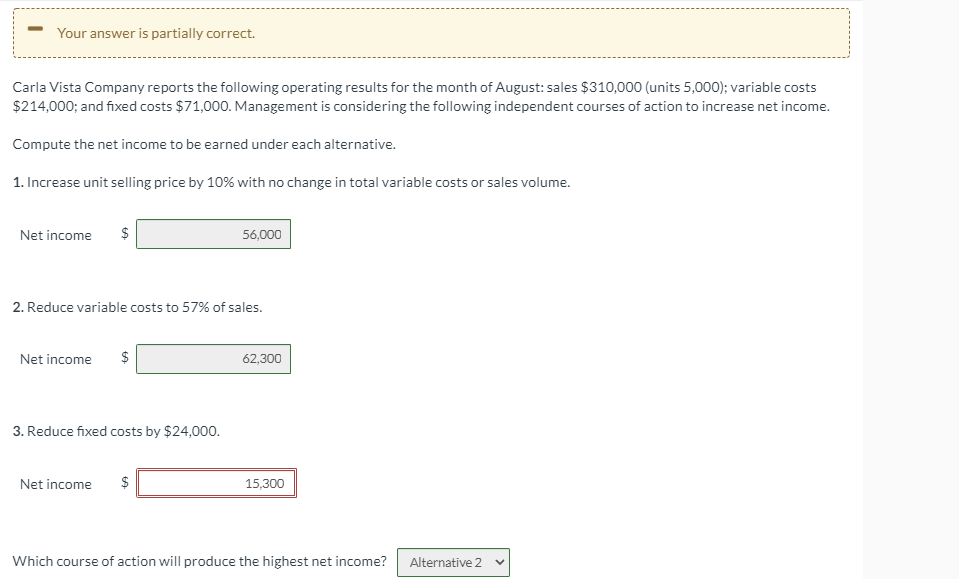 Solved Your answer is partially correct. Carla Vista Company | Chegg.com