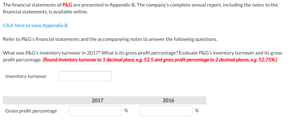 The financial statements of P&G are presented in | Chegg.com