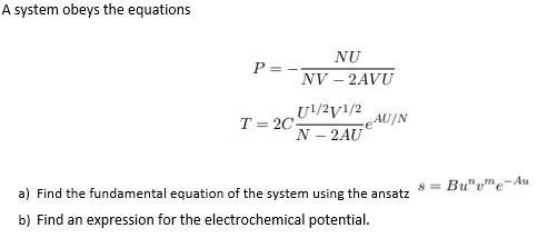 Solved A system obeys the equations PE NU NV - 24VỤ U1/2V/ | Chegg.com