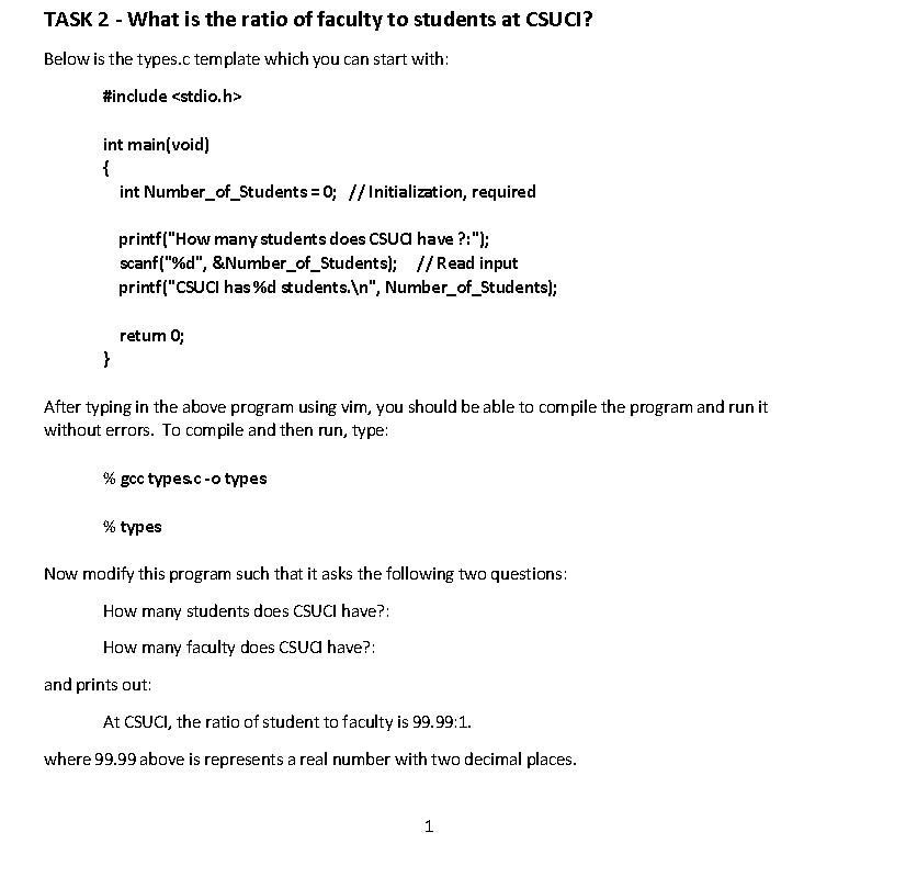Solved TASK 2 - What is the ratio of faculty to students at | Chegg.com