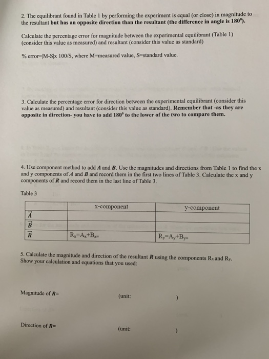 Force Table Lab Report Table 1 Table 2 ForceTMass_ | Chegg.com