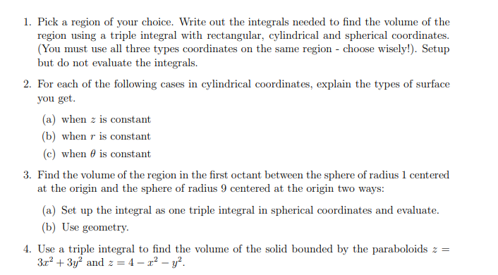 Solved 1. Pick a region of your choice. Write out the | Chegg.com