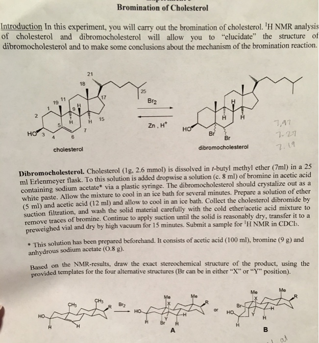 Solved Bromination of Cholesterol Introduction In this | Chegg.com