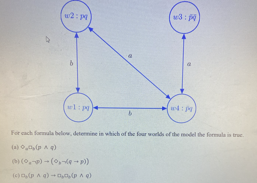 Solved Consider the following model for epistemic logic. | Chegg.com