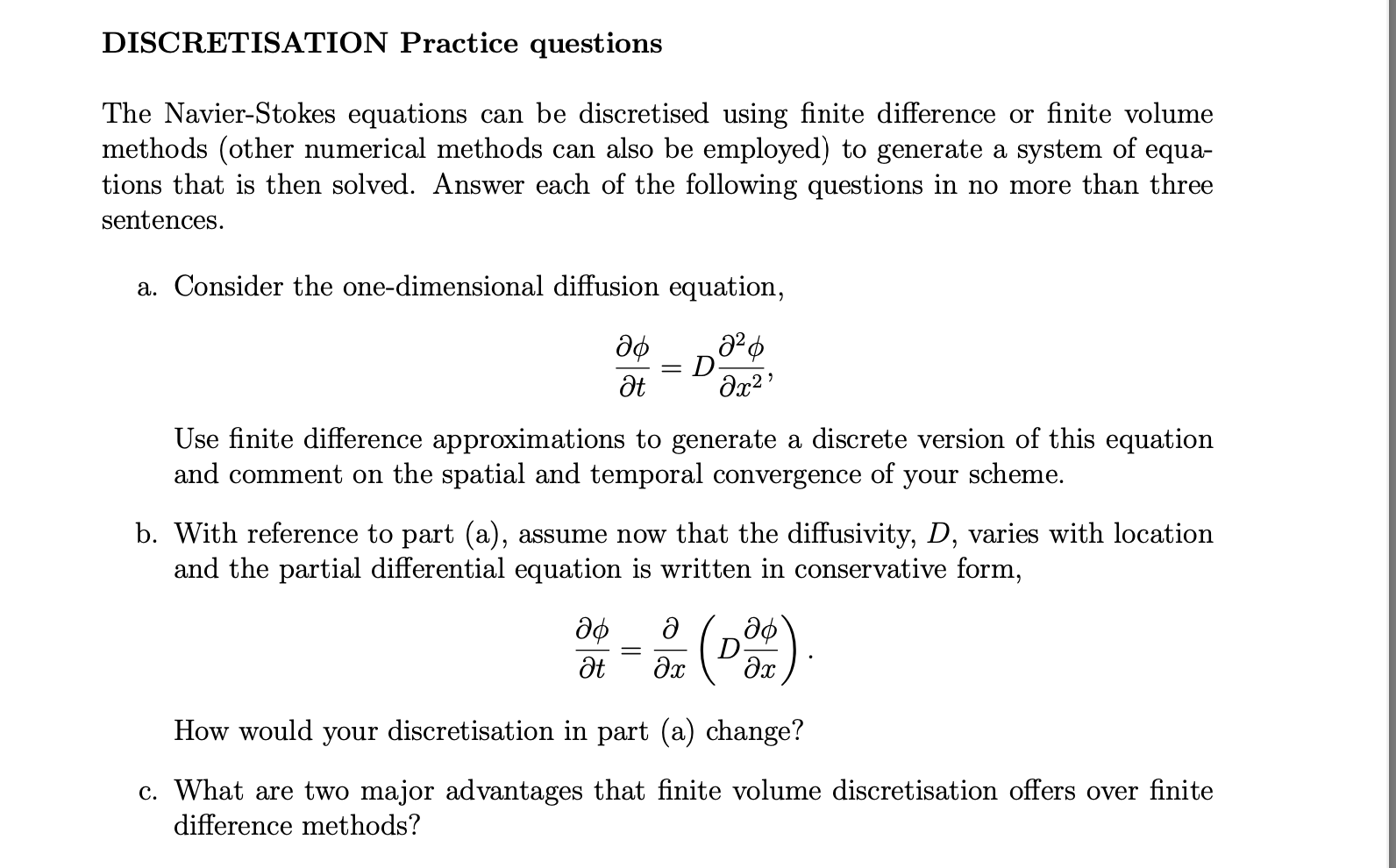 Solved DISCRETISATION Practice questions The Navier-Stokes | Chegg.com