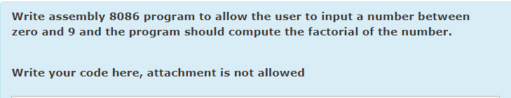 Solved Write assembly 8086 program to allow the user to | Chegg.com