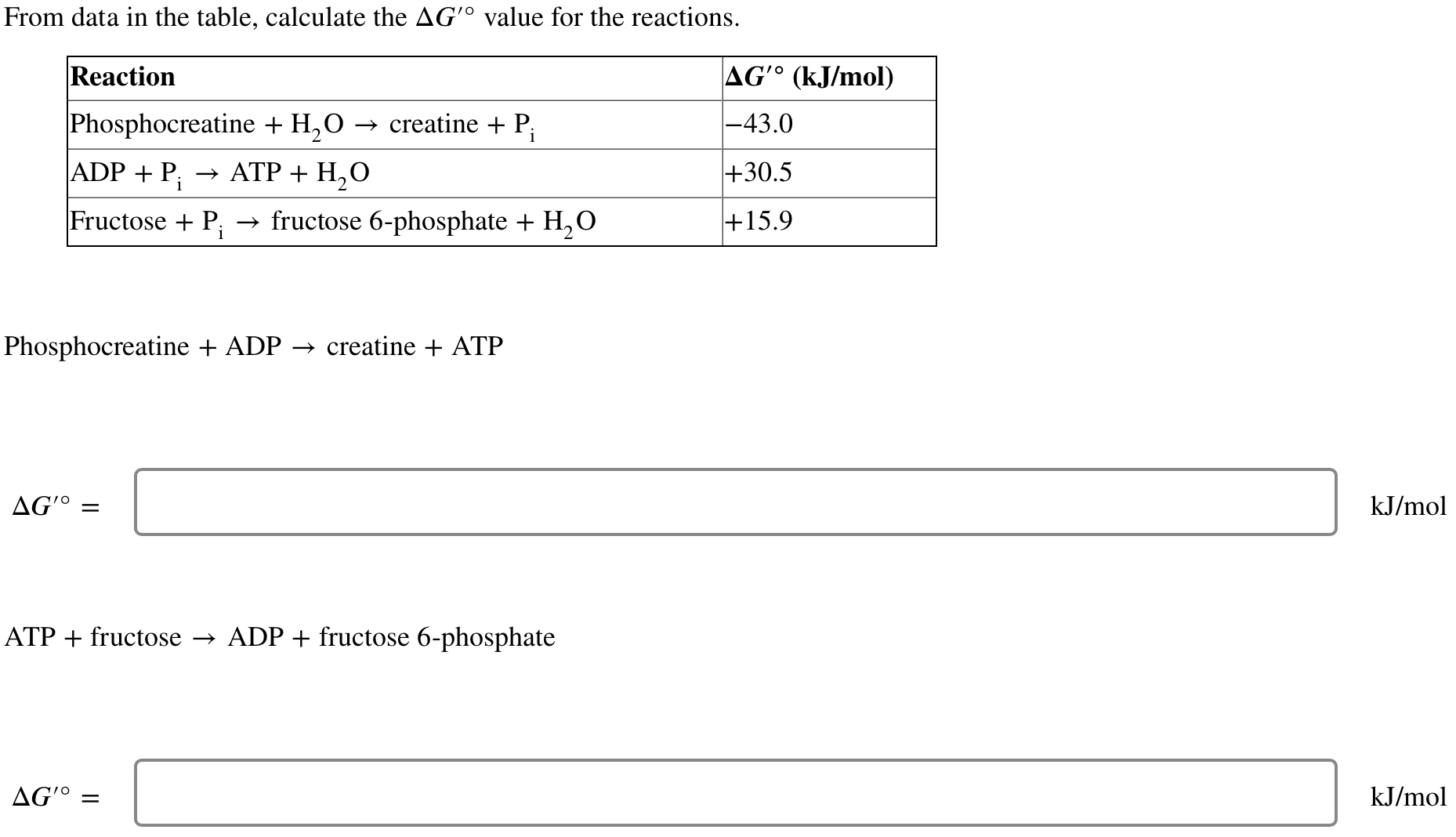 Solved From data in the table, calculate the \\\\Delta | Chegg.com