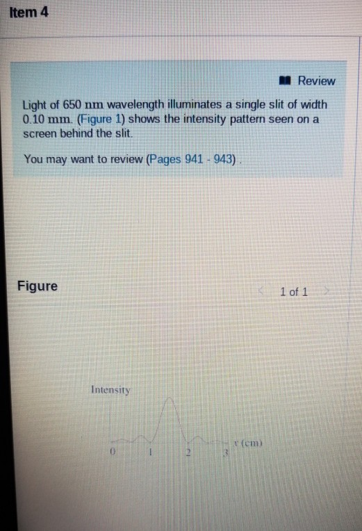 Solved Item 4 Review Light of 650 nm wavelength illuminates | Chegg.com