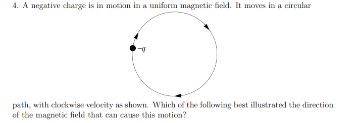 Solved A negative charge is in motion in a uniform magnetic | Chegg.com