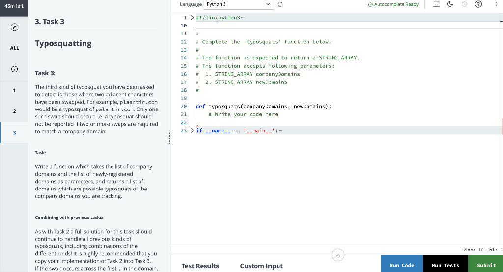 3. Task 3 Typosquatting 12 \# Complete the | Chegg.com