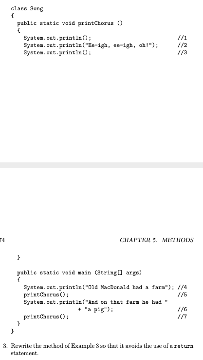 Solved class Song { public static void print Chorus () { | Chegg.com