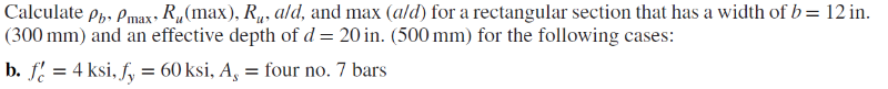 Solved Calculate ρb,ρmax,Ru(max),Ru,a/d, and max(a/d) for a | Chegg.com