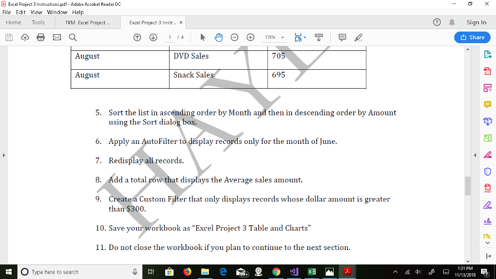 Solved DExcel Project 3 Instructions.pdf - Adobe Acrobat | Chegg.com
