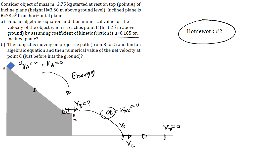 Solved Consider object of mass m=2.75 kg started at rest on | Chegg.com