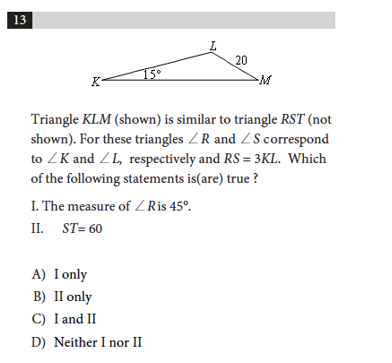 Solved Triangle KLM (shown) is similar to triangle RST (not | Chegg.com