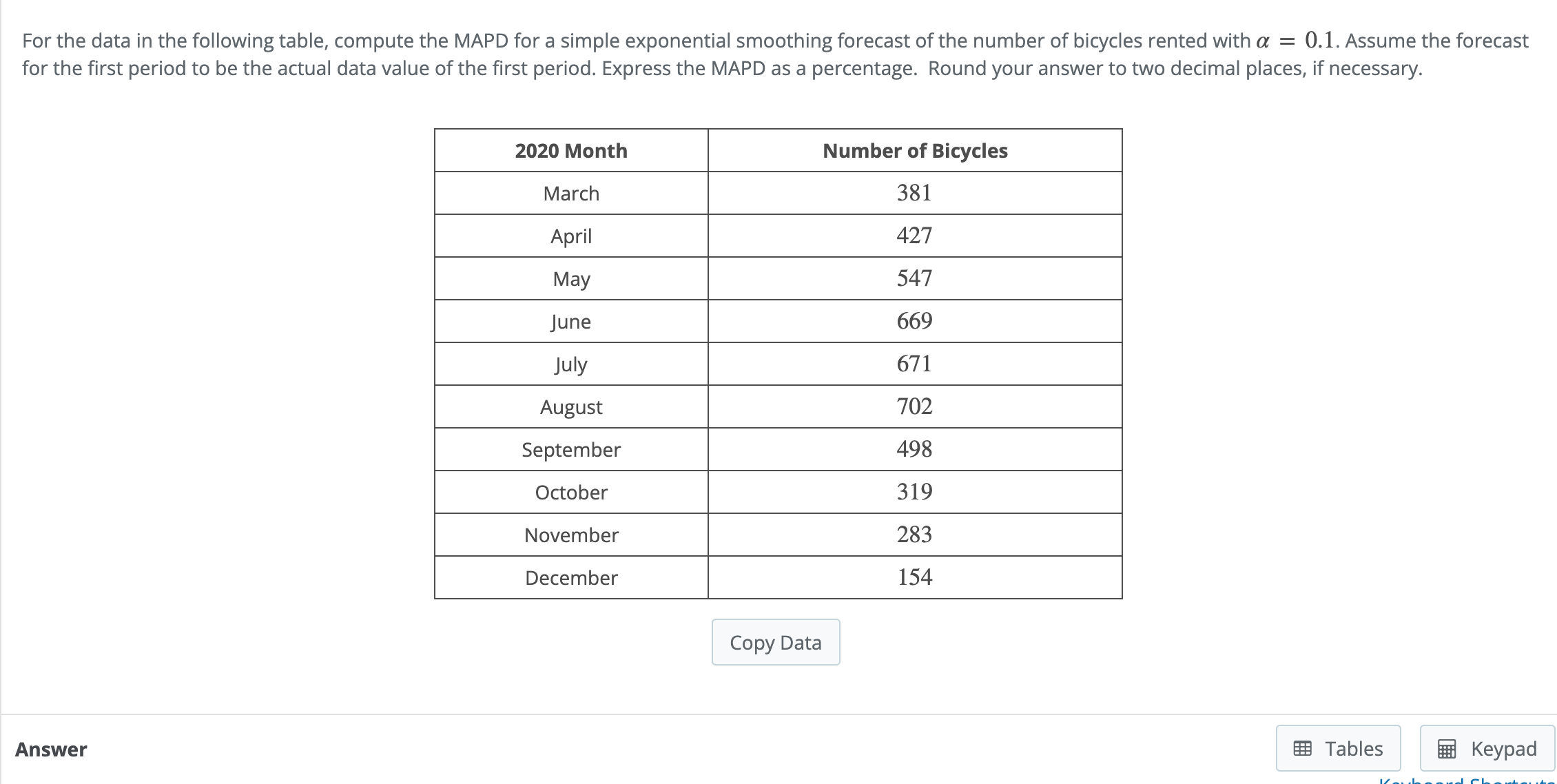 Solved For The Data In The Following Table Compute The Mapd