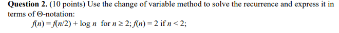 Solved Question 2. (10 points) Use the change of variable | Chegg.com