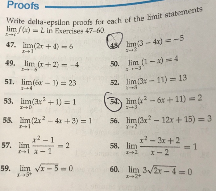 Solved Proofs Write delta-epsilon proofs for each of the | Chegg.com