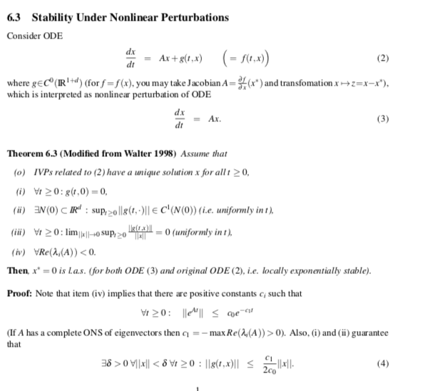 6.3 Stability Under Nonlinear Perturbations Consider | Chegg.com