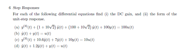 Solved 6 Step Responses For each of the following | Chegg.com