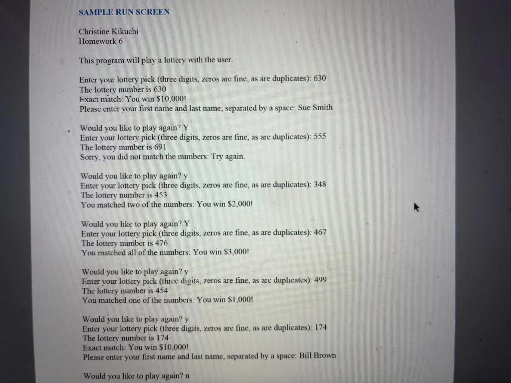 Solved Assignment: Create a package called homeworkSix.java. | Chegg.com