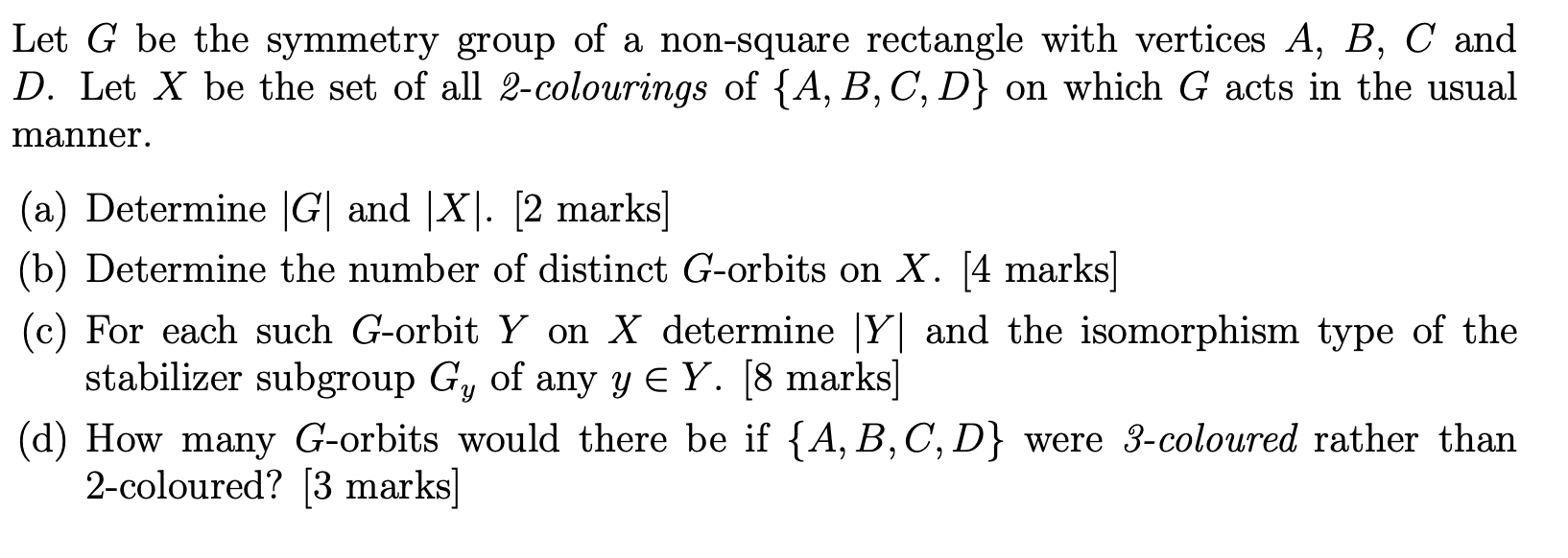 Solved Let G be the symmetry group of a non-square rectangle | Chegg.com