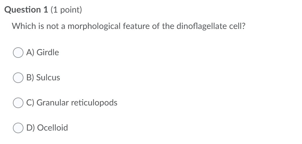 Solved Question 1 (1 point) Which is not a morphological | Chegg.com