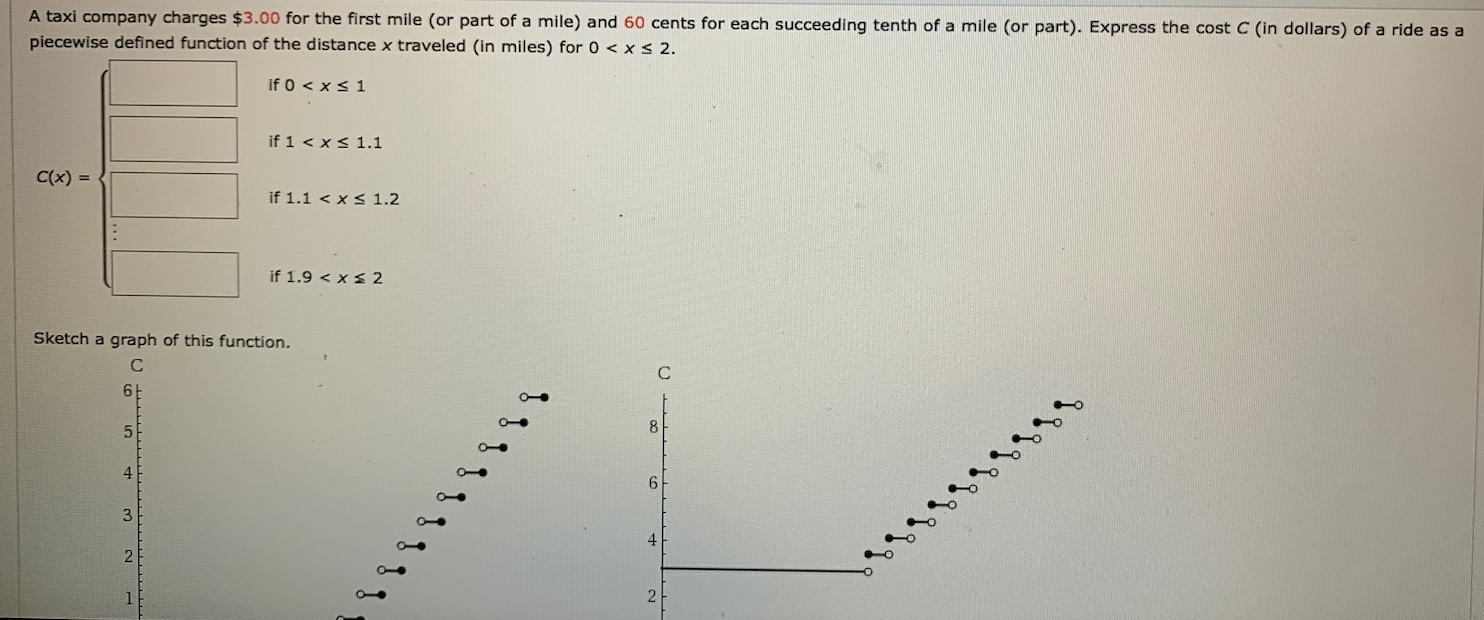 A taxi company charges $3.00 for the first mile (or | Chegg.com