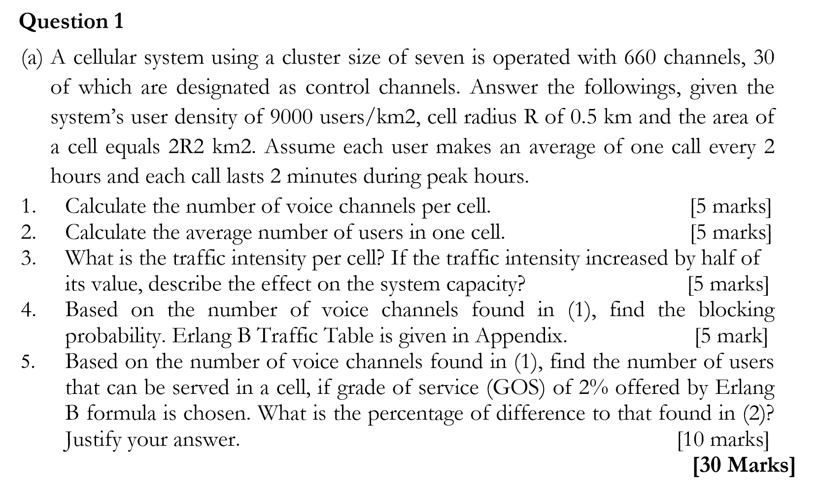 Question 1 (a) A cellular system using a cluster size | Chegg.com