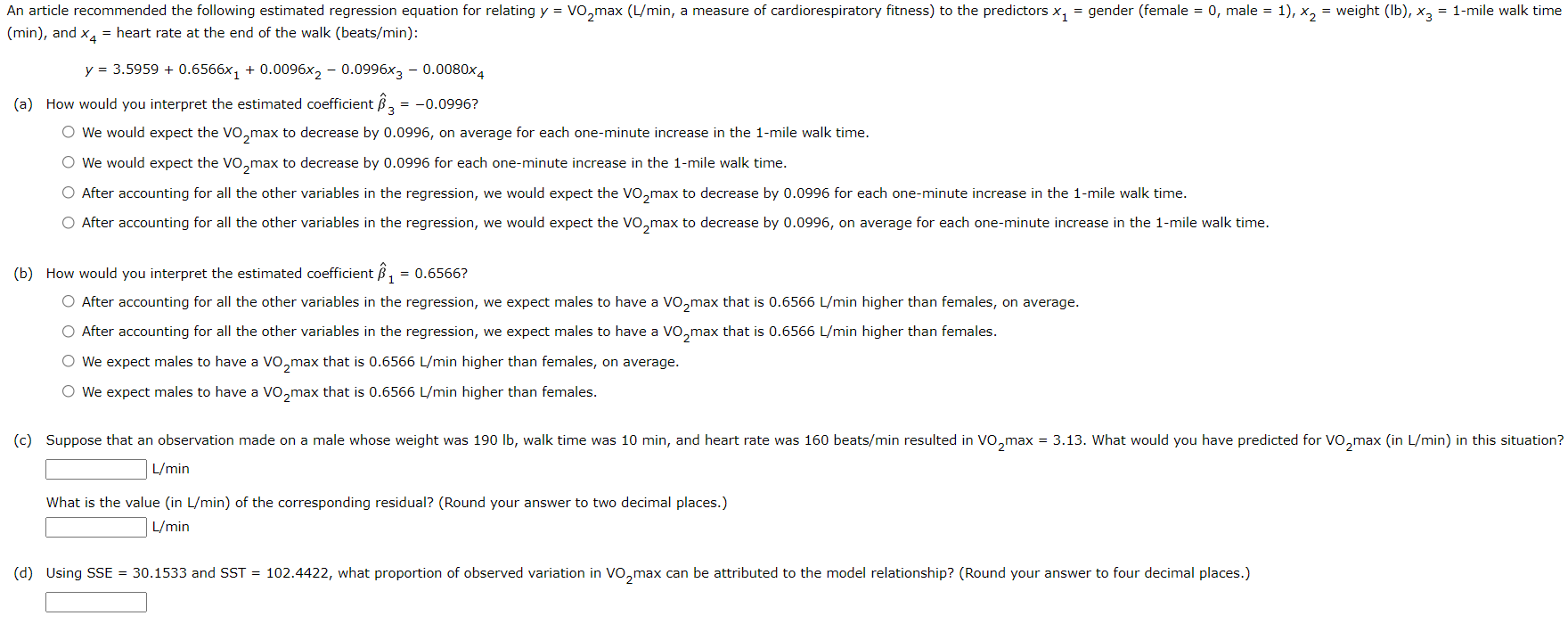 Solved An article recommended the following estimated | Chegg.com