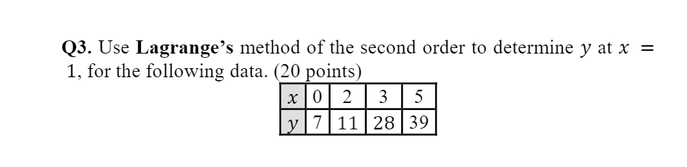 Solved Q3. Use Lagrange's method of the second order to | Chegg.com