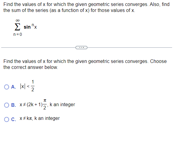 Solved Find the values of x for which the given geometric | Chegg.com