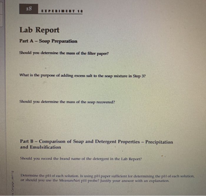 18 Lab Report Part A- Soap Preparation Should you | Chegg.com
