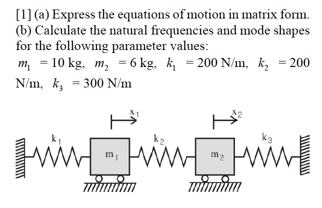Solved [1] (a) Express the equations of motion in matrix | Chegg.com