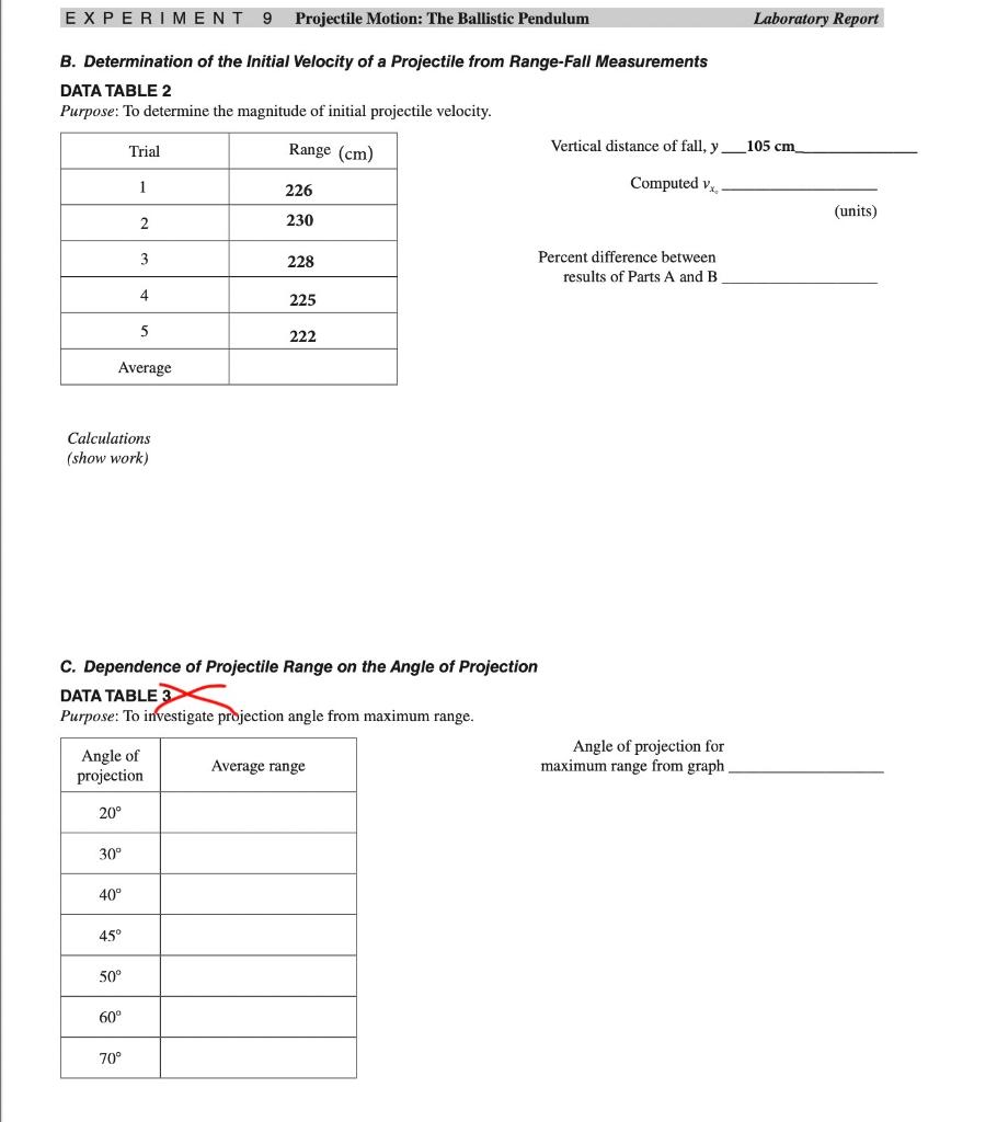 B. Determination of the Initial Velocity of a | Chegg.com