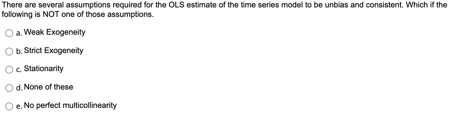 Solved There are several assumptions required for the OLS | Chegg.com