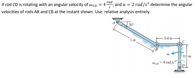 Solved rad If rod CD is rotating with an angular velocity of | Chegg.com