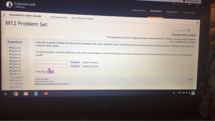 Solved ?Schoolcraft A College My Blackboard My Courses | Chegg.com