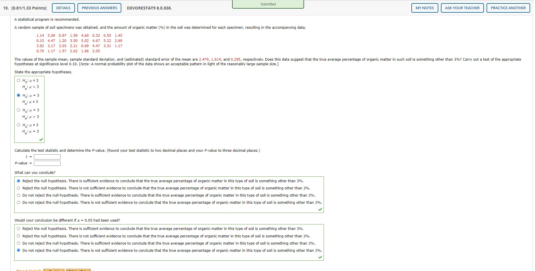 Solved Submitted 10. [0.81/1.33 Points] DETAILS PREVIOUS | Chegg.com