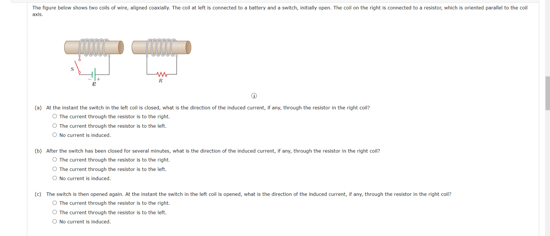 Solved (a) At the instant the switch in the left coil is | Chegg.com